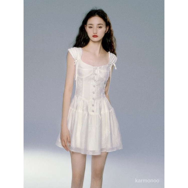 Jual "French tea break gaun leher persegi gaun a-line Mori manis wanita ...