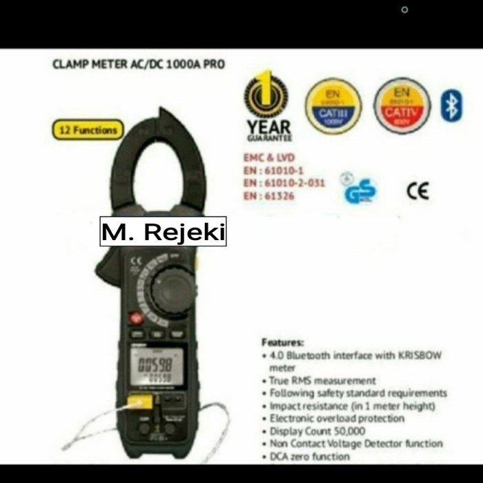 Jual Original Digital Ac Dc 1000A Clamp Ampere Meter Pro Krisbow ...