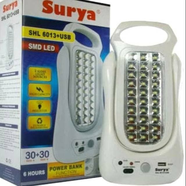 Jual Lampu Darurat Emergency Lamp SMD LED Surya SHL 6013 + USB | Shopee ...