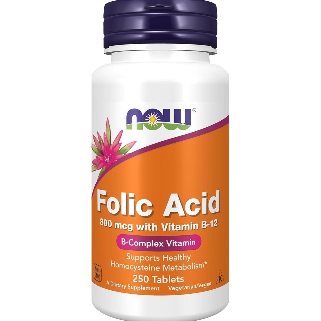 Jual Now Foods Folic Acid 800mg 250 Capsules Vitamin B12 B-12 B-Complex ...