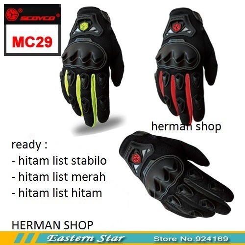 Jual SARUNG TANGAN SCOYCO MC 29/MC29 FULL/ GLOVES SCOYCO MC29, ORIGINAL ...