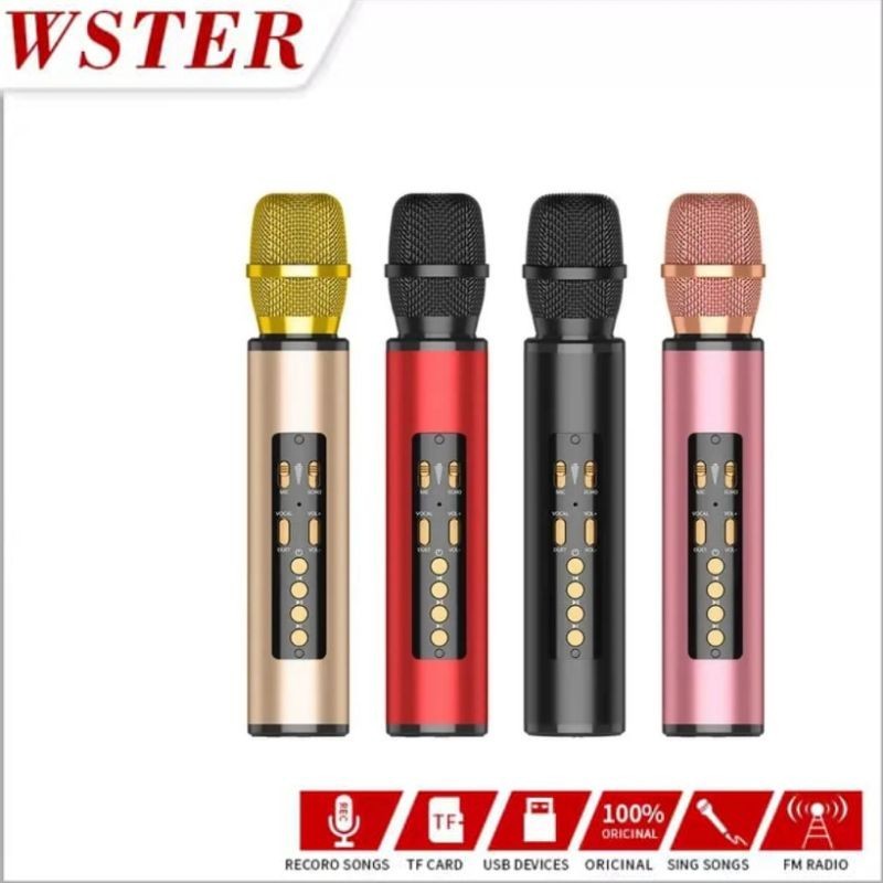 Jual WSTER Mic Wireless Bluetooth K5/Microphone Karaoke Stereo Sound player/Mikropon Dual ...