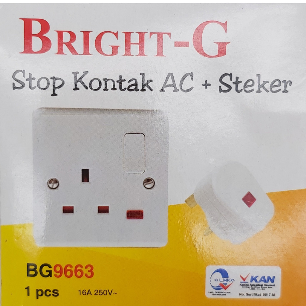 Jual Stop Kontak AC Set BG-9663 Stop Kontak AC + Steker Bright G | Shopee Indonesia