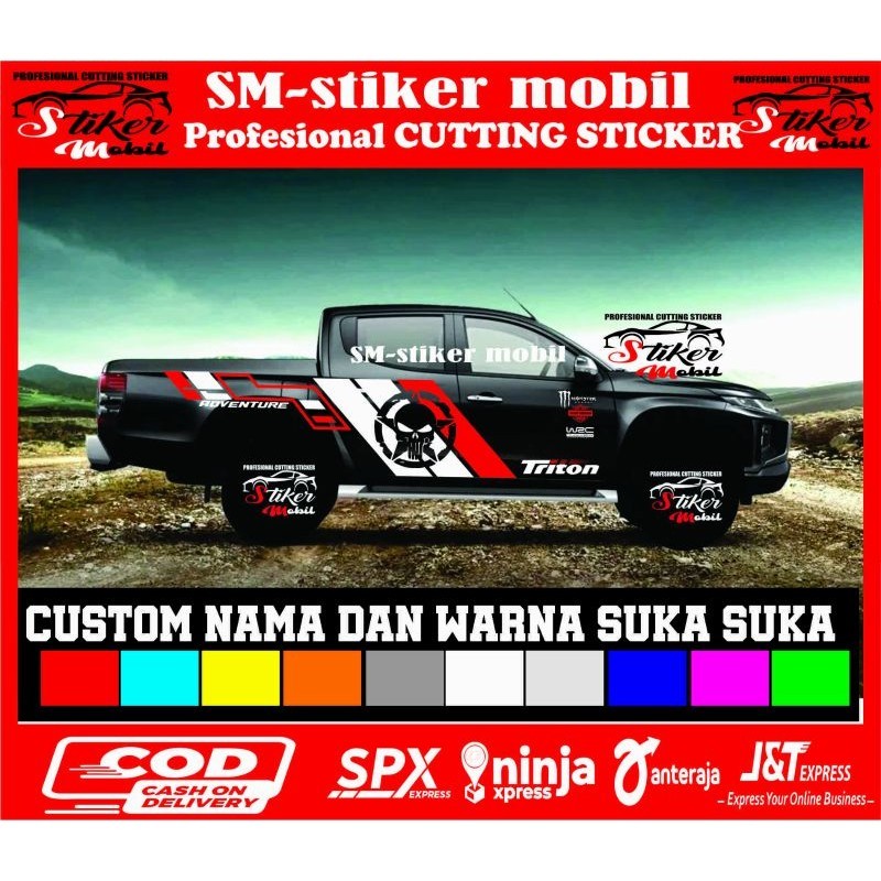 Jual stiker mobil striping body triton hilux strada stiker cutting ...