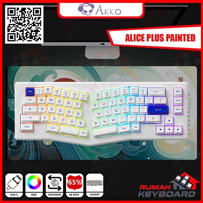 Jual MECHANICAL KEYBOARD - AKKO ALICE PRO PLUS - 65% - WHITE - PAINTED ...