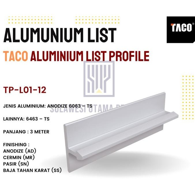Jual Kualitas terbaik] ALUMUNIUM LIST TACO UNTUK PINGGIRAN LEMARI TP ...
