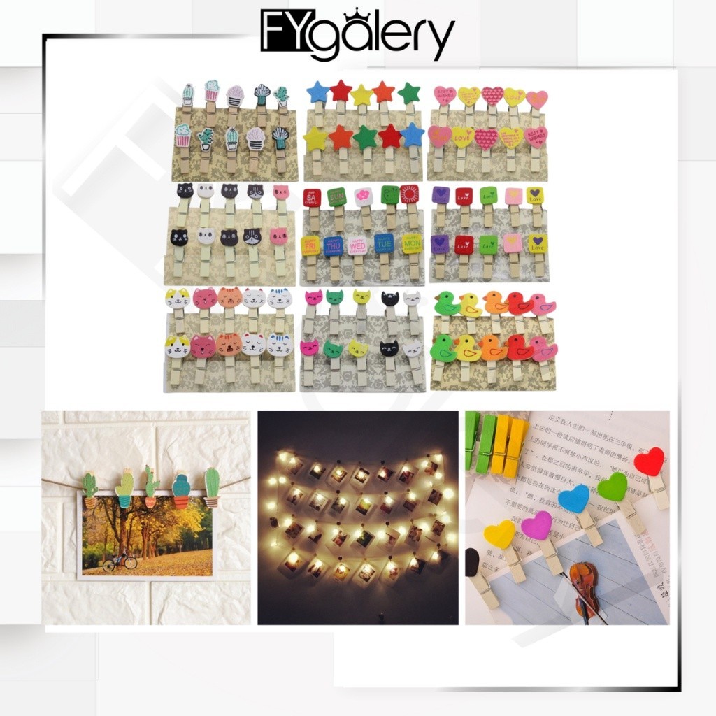 Jual FYGALERY Wooden Clip/Jepit Kayu Karakter Isi 10Pcs Per Bungkus ...