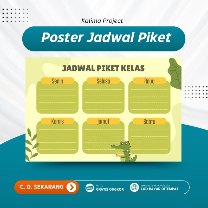 Jual 019 Poster Jadwal Piket Pelajaran Sekolah Poster Jadwal Mapel ...