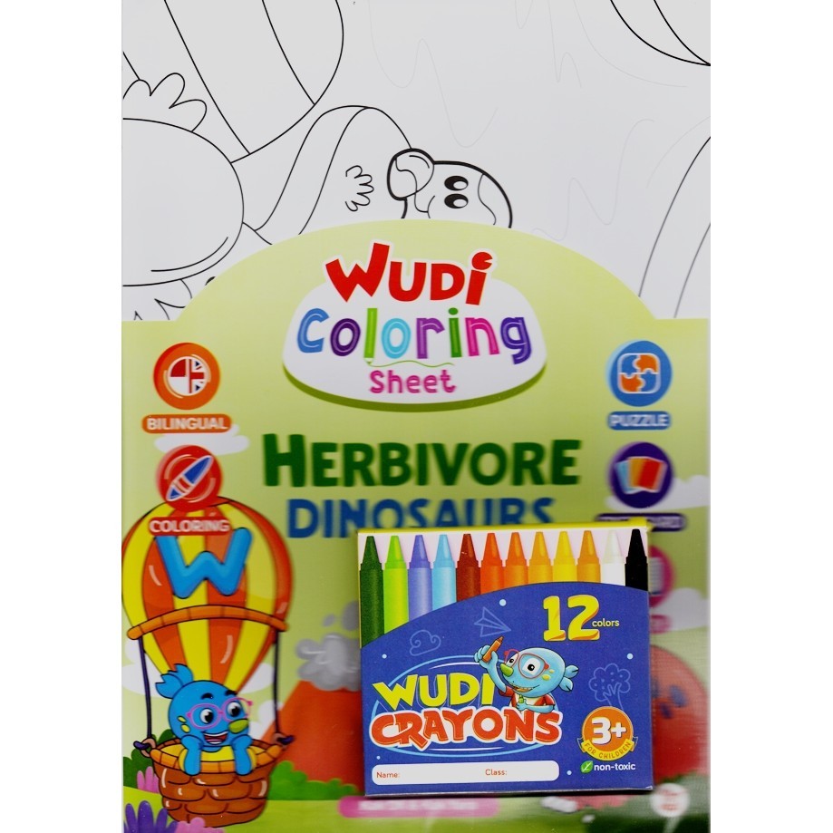 Jual Wudi Coloring Sheet - Herbivore Dinosaur | Shopee Indonesia