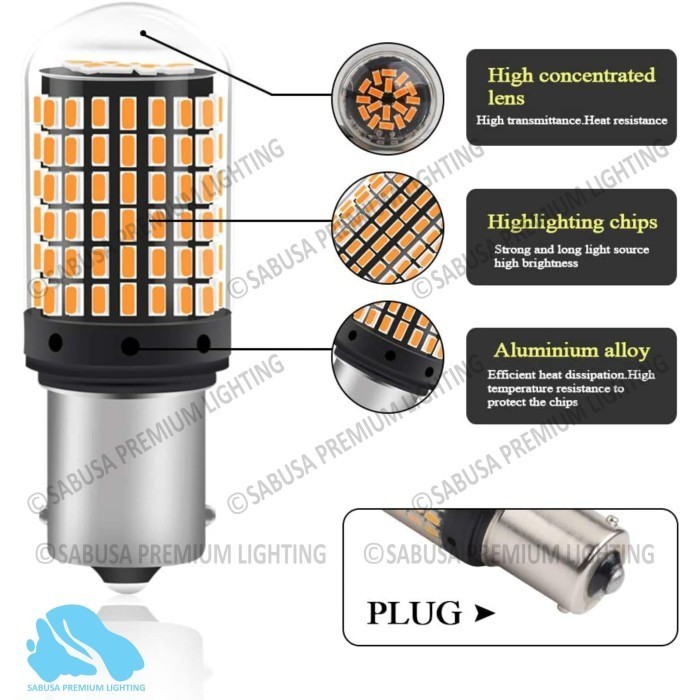 Jual LAMPU LED SEIN MUNDUR MOBIL 1156 144 SMD CANBUS BAYONET S25 1 KAKI ...
