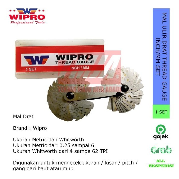 Jual Wipro Mal Ulir Drat Thread Screw Pitch Gauge Set Inch / Mm ...