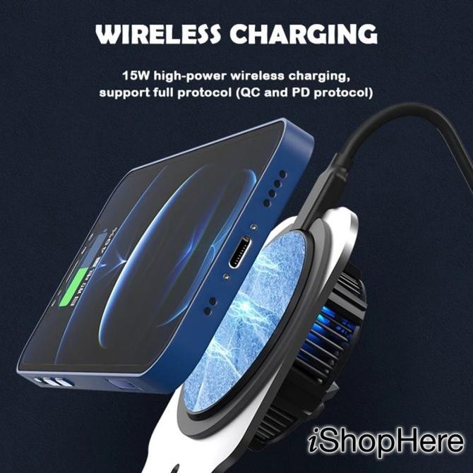 Jual Magnetic Wireless Charger with Cooler Fan Magsafe 15W RGB Radiator ...