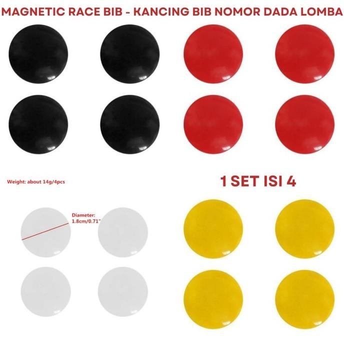 Jual Magnet Race Bib - Kancing Bib Nomor Dada Lomba Lari (1 Set Isi 4 ...