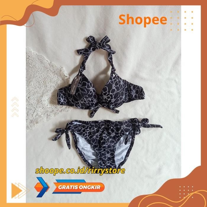 Jual BIKINI PANTAI BUSA PUSH UP BERKAWAT BK.3325 HITAM BUNGA PUTIH SKETSA - BIKINI PANTAI BUSA ...