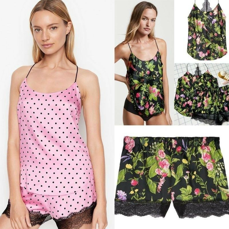 Jual Victoria Secret Satin Cami Set / Satin Lace Back Cami Set | Shopee ...