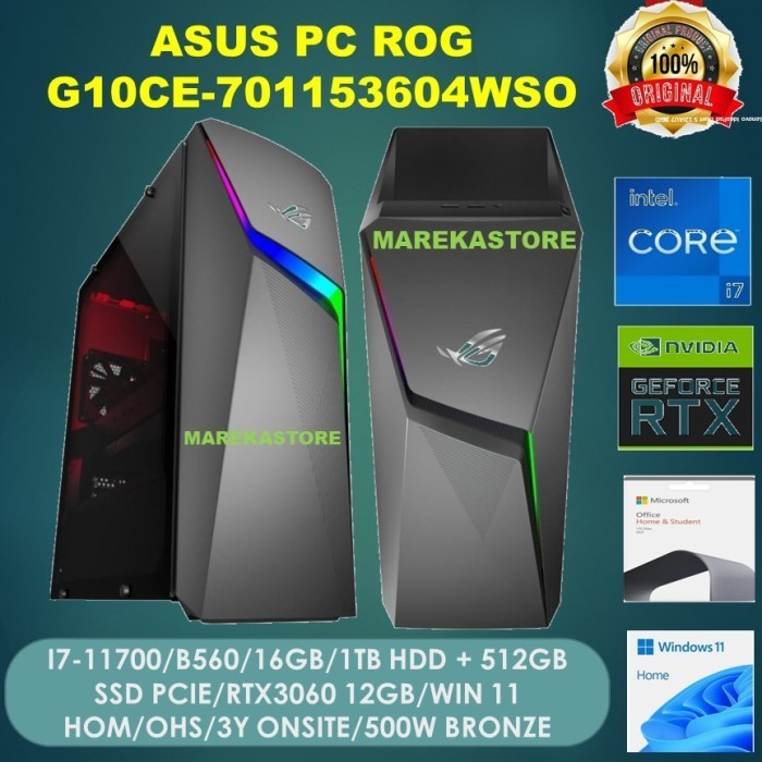 Jual ASUS ROG PC DESKTOP G10CE 701153602W I7 11700 16GB 1TB+512SSD ...