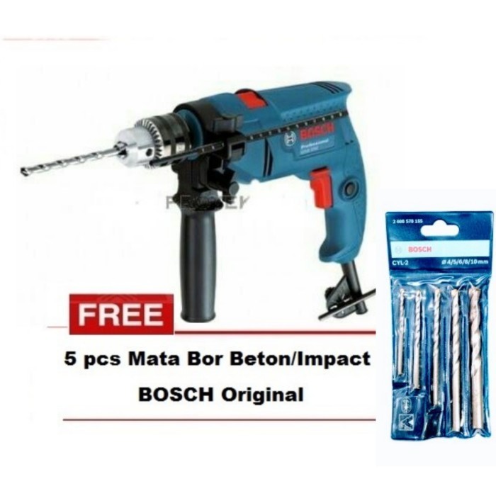 Jual Mesin Bor Beton 13 Mm Bosch Gsb 550 + 5 Pcs Mata Bor Bosch Impact ...