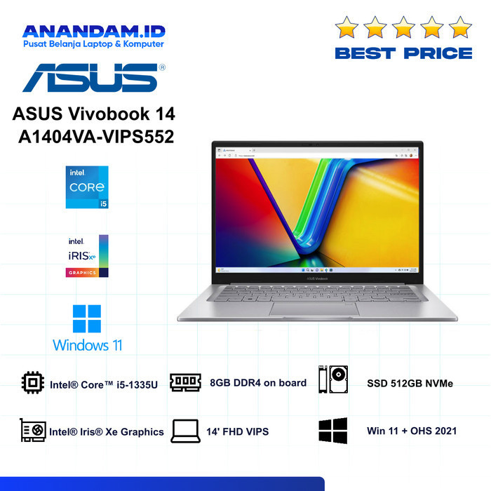 Jual ASUS Vivobook 14 A1404VA-VIPS552 - Transparent Silver | Shopee ...
