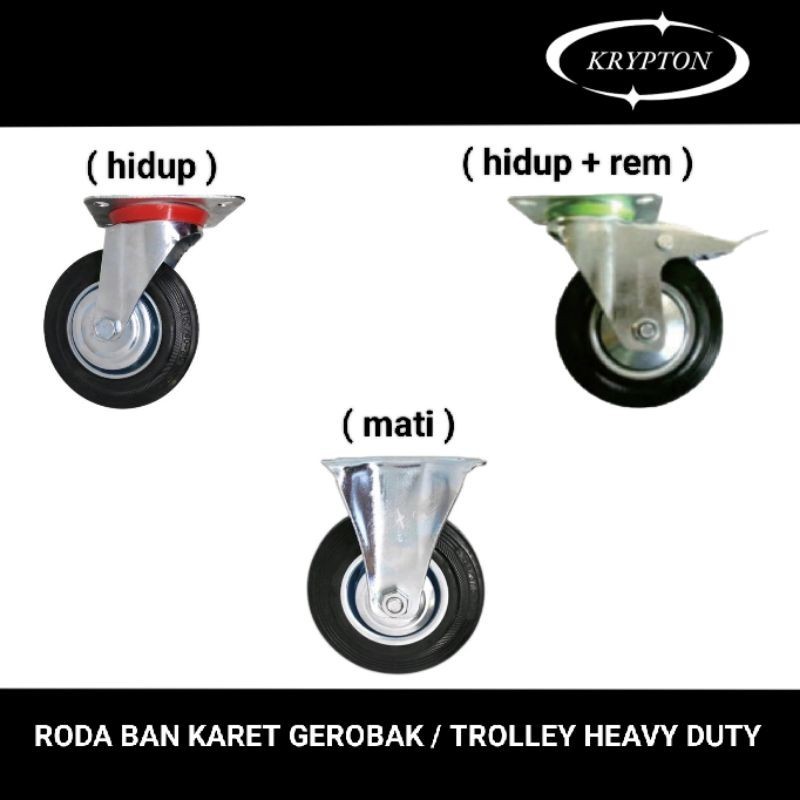 Jual roda ban karet / troly / gerobak 5" (125mm) | Shopee Indonesia