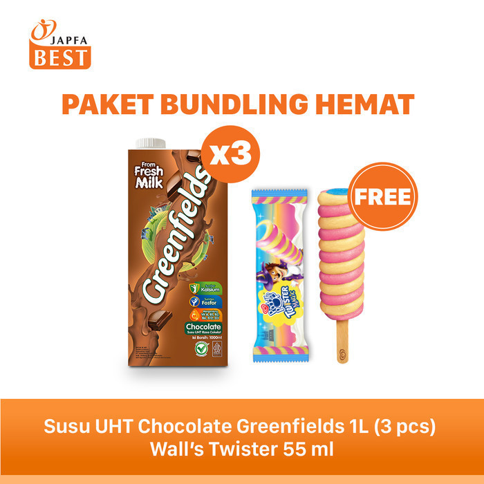 Jual Paket Susu Greenfields UHT Chocolate 1L x 3pcs FREE Ice Cream ...