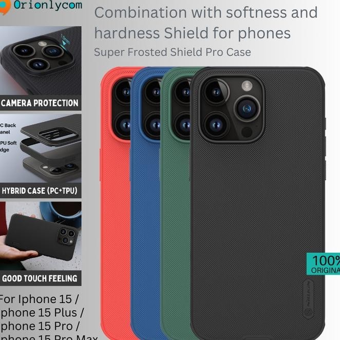 Jual Case Iphone 15/Plus/Pro/Pro Max NILLKIN Frosted Pro Hybrid Casing ...