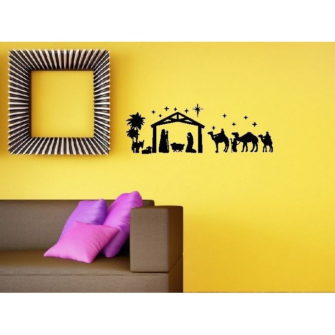 Jual Wall Stiker Yesus Lahir Dekorasi Dinding Rumah Sticker Natal Decal ...
