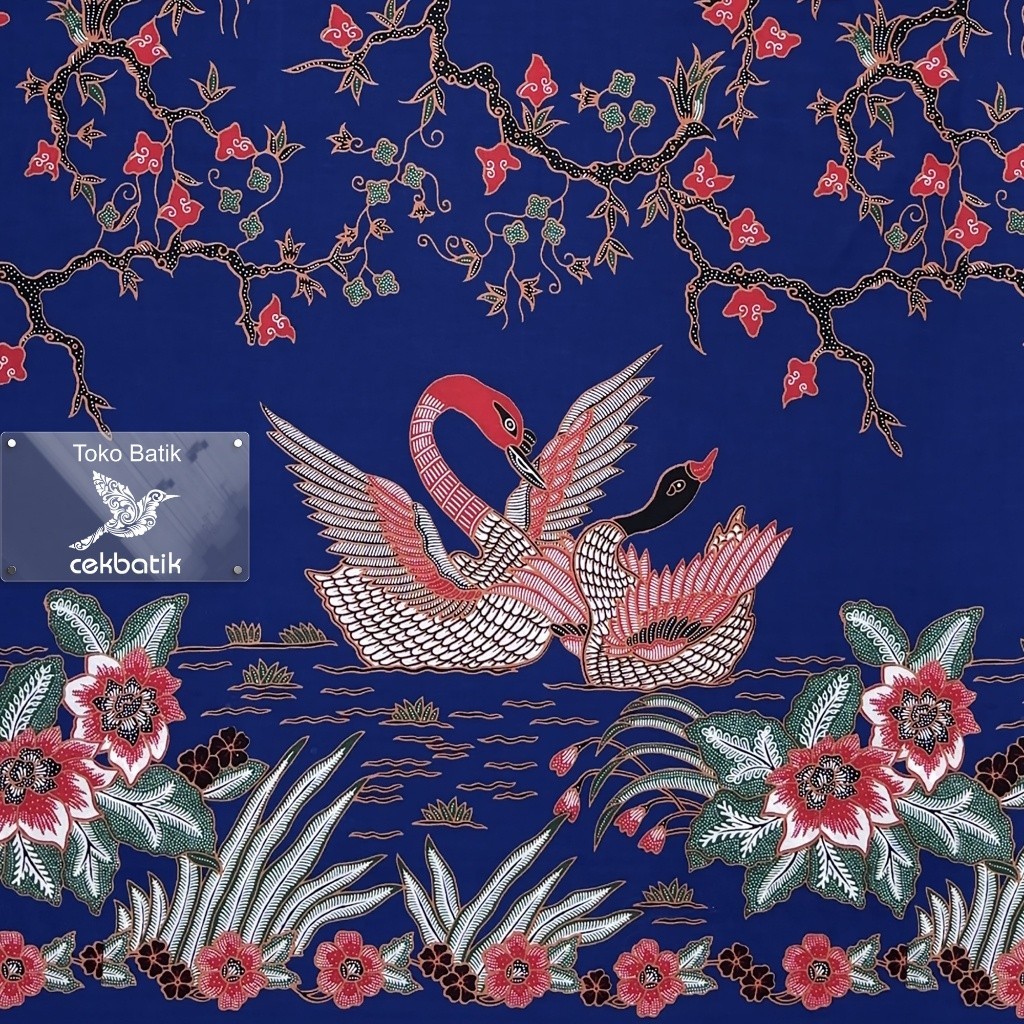 Jual Kain Batik - Batik Motif Burung Angsa Spesial Warna Manis (Biru ...