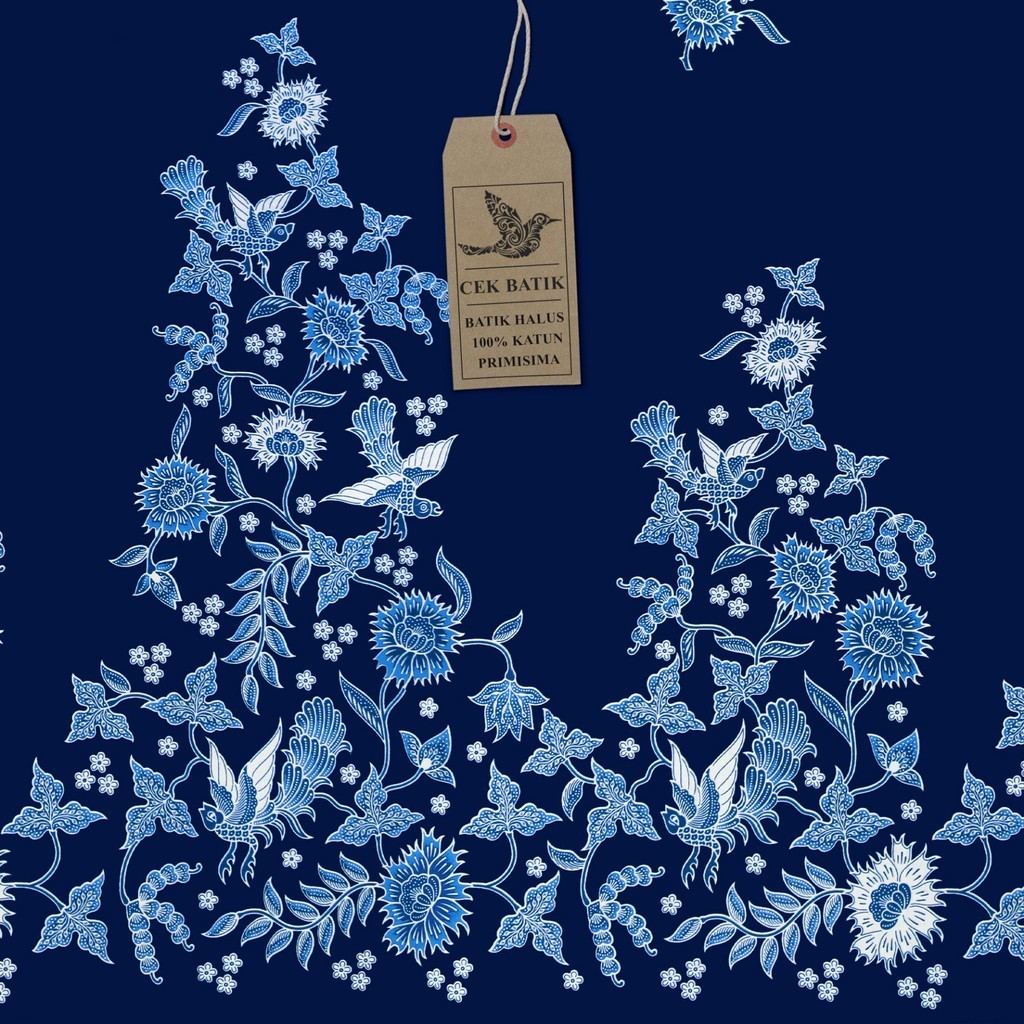 Jual Kain Batik - Motif Burung & Bunga Gradasi (Biru) | Shopee Indonesia