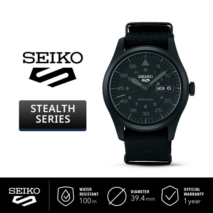 Jual Seiko 5 Sports Stealth SRPJ11K1 Automatic Nylon Full Black ...