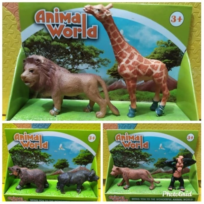 Jual Terbaru!! Mainan Binatang Miniatur Singa Jerapah Maket Diorama ...