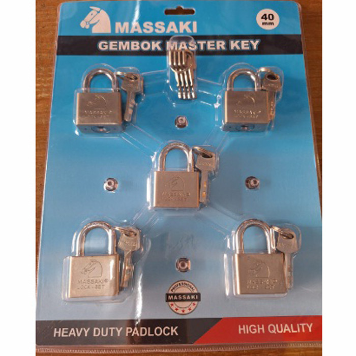 Jual Gembok / Kunci Gembok Master Key 40mm, 50mm, 60mm set isi 5pcs ...
