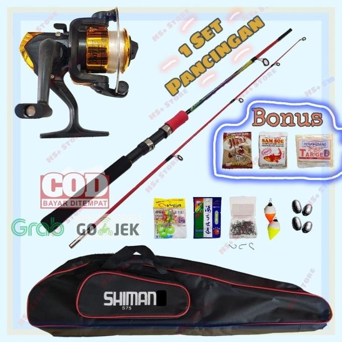 Jual 1 set alat pancing pancingan lengkap joran reel tas senar ...