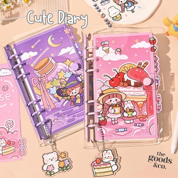 Jual Cute Diary Journal Korea Style Binder Diary Set Lengkap Kertas A6 ...