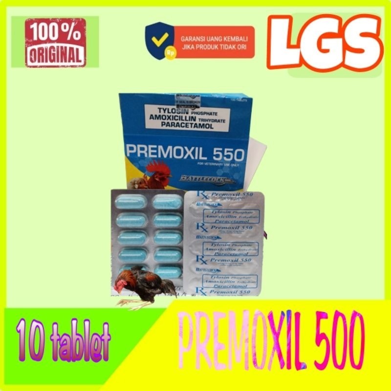 Jual 1 strip PREMOXIL 550 10 capsul obat ayam radang tenggorokan ...