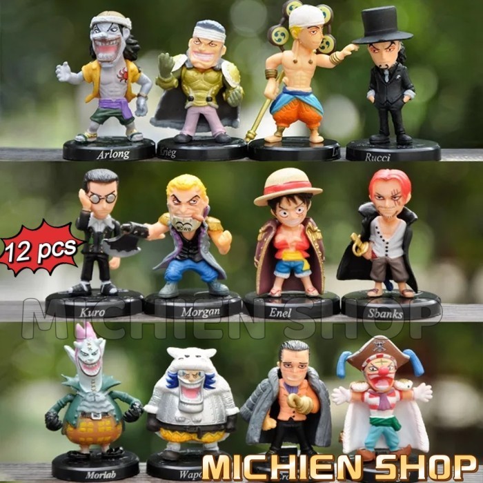 Jual ANIME FIGURE ONE PIECE LUFFY ZORO SHANKS SET ISI 12PCS CAKE TOPPER ...