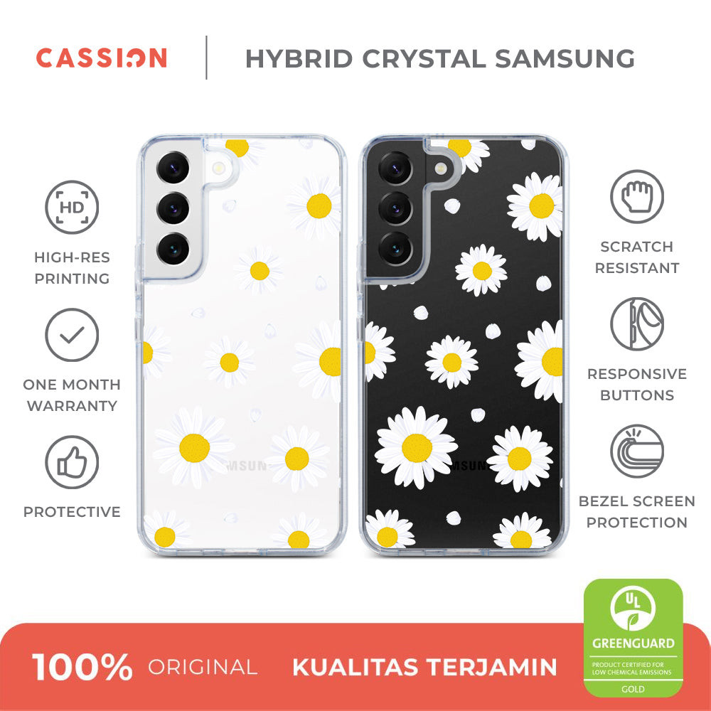 Jual Hybrid Case For Samsung S24 S23 S22 S21 Note 20 Plus Ultra FE Cassion White Daisies ...