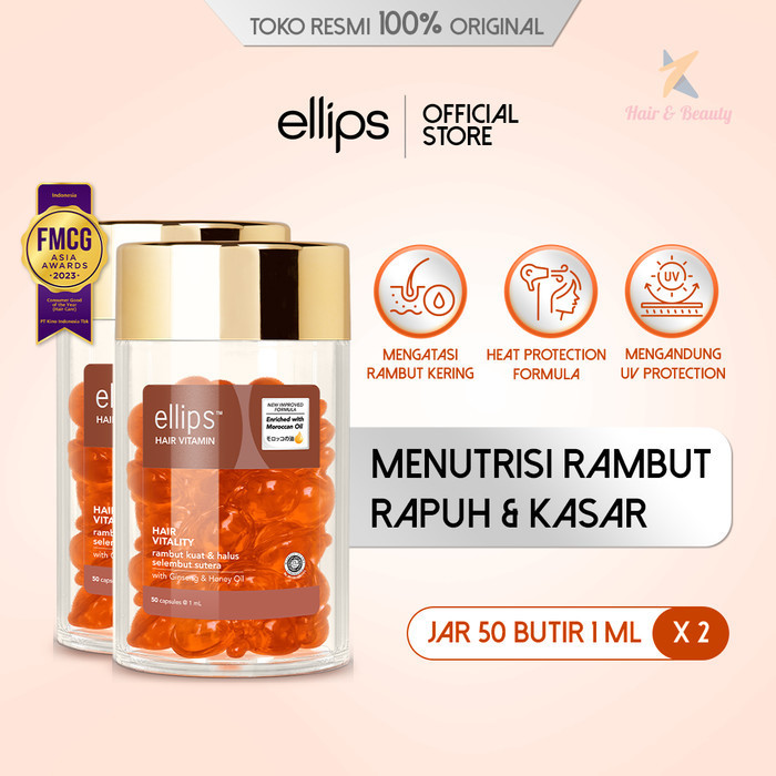 Jual Ellips Hair Vitamin Moroccan Hair Vitality Jar 50 Butir Twin Pack | Shopee Indonesia