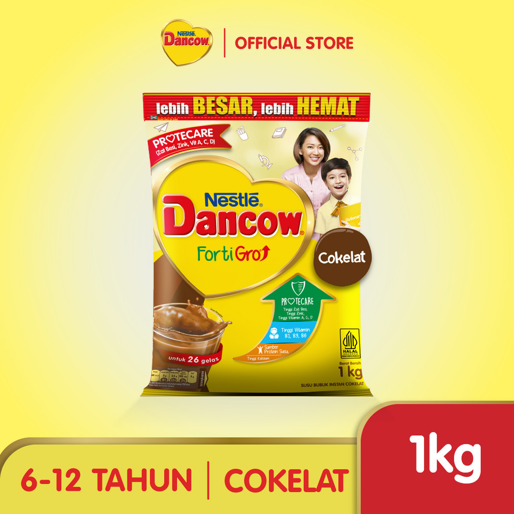 Jual DANCOW Fortigro Susu Bubuk Susu Anak Coklat Pouch 1kg | Shopee ...