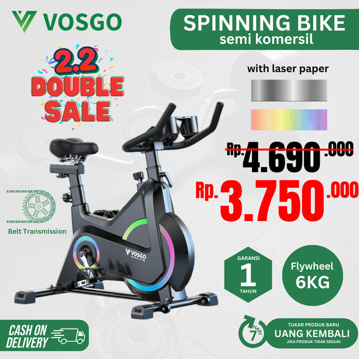 Jual Alat Fitness Sepeda Statis Spin Spinning Bike Vosgo | Shopee Indonesia
