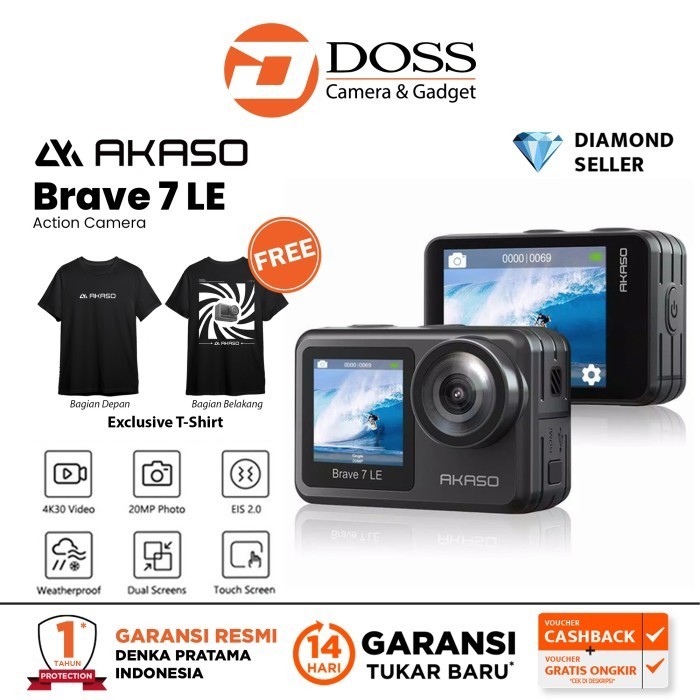 Jual Akaso Brave 7 Le 4K Dual Display Action Cam Camera Brave7 Le ...