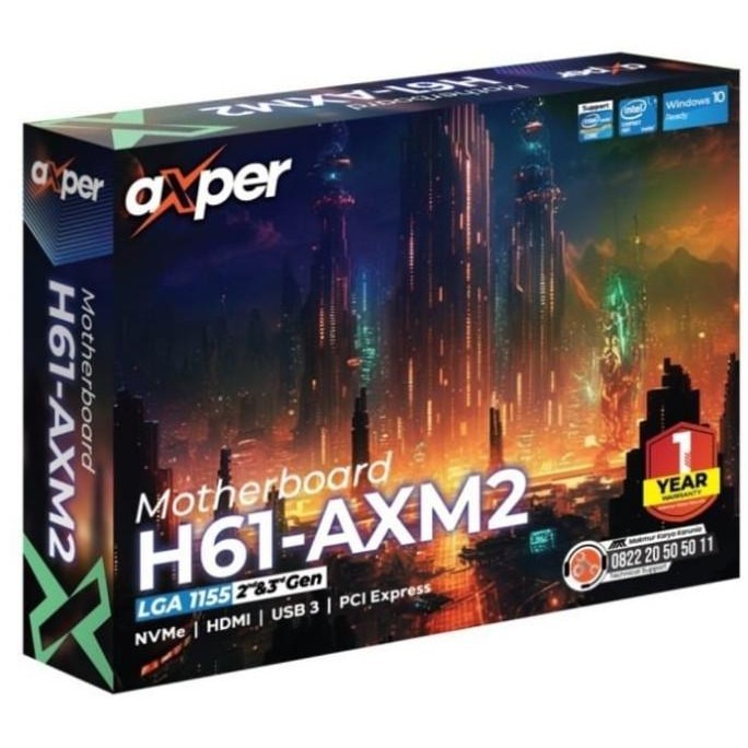 Jual MOTHERBOARD AXPER H61M-AXM2 - LGA1155 DDR3 NVME INTEL GEN 2TH 3TH ...