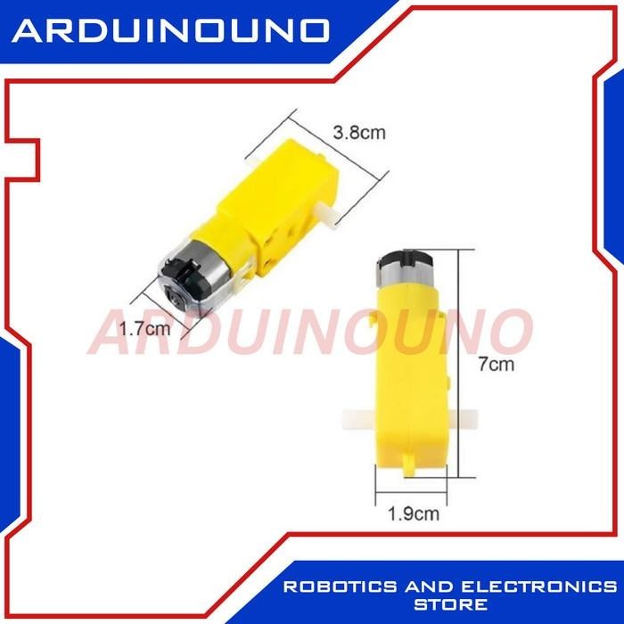 Jual DC MOTOR GEARBOX kuning 1:48 Gear Ratio Smart Car Robot mobil 3 ...