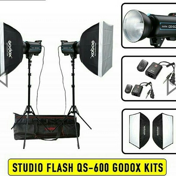 Jual PAKET LAMPU STUDIO FLASH GODOX QS-600 KITS | Shopee Indonesia