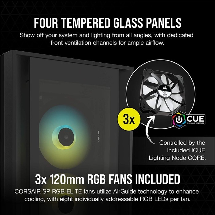 Jual Corsair Icue 5000X Rgb Tempered Glass Mid-Tower Atx - Black ...