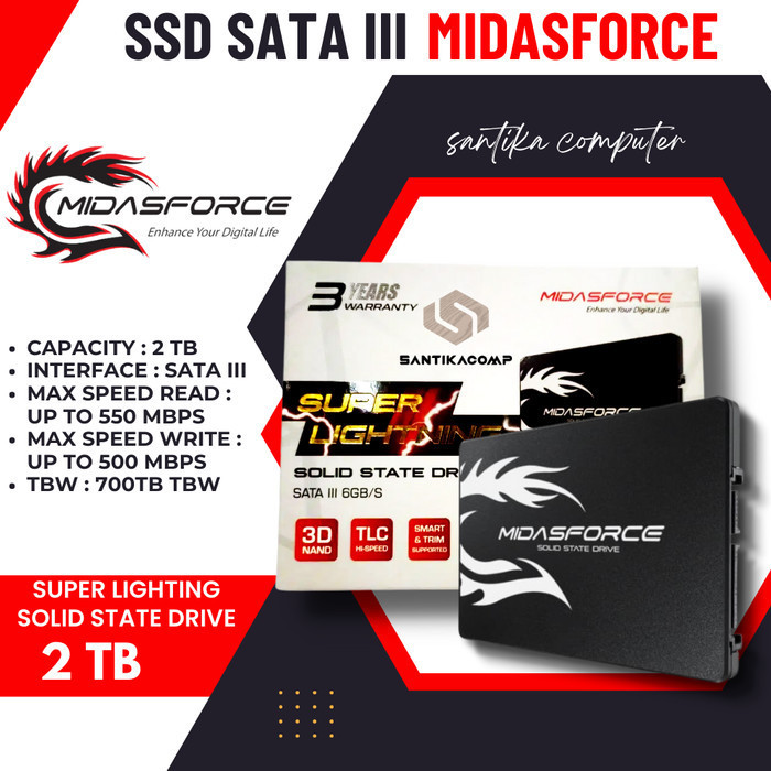 Jual SSD 2TB Midasforce Sata 3 6gb/s Super Lightning | Shopee Indonesia