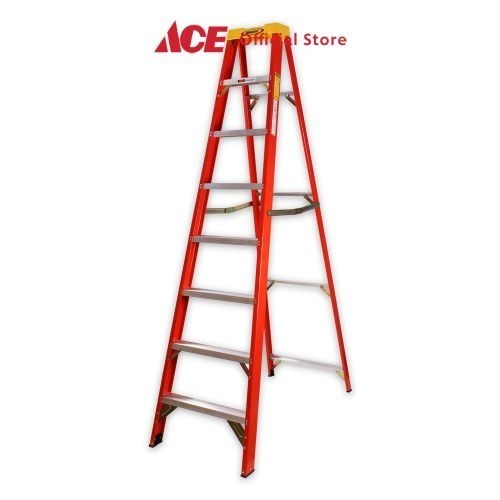 Jual Ace - Krisbow Tangga Fiber Glass 8 Step - Merah | Shopee Indonesia