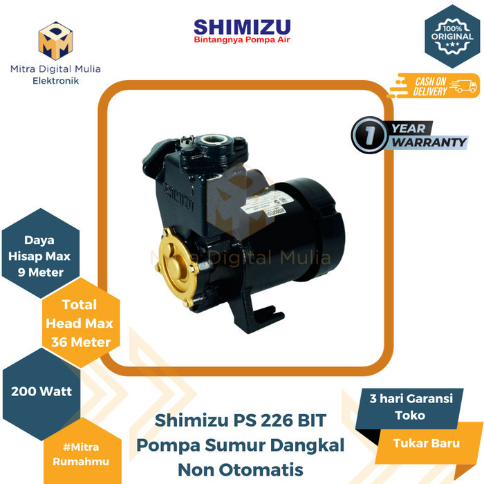 Jual Shimizu Ps 226 Bit Pompa Air Sumur Dangkal Non Otomatis 125 Watt | Shopee Indonesia