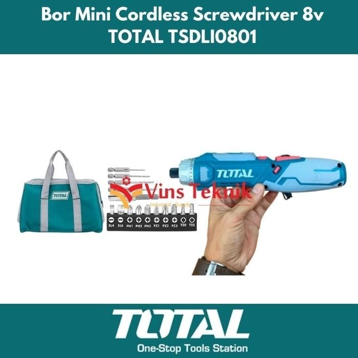Jual Mini Bor Cordless Screwdriver Total Tsdli0801 | Shopee Indonesia