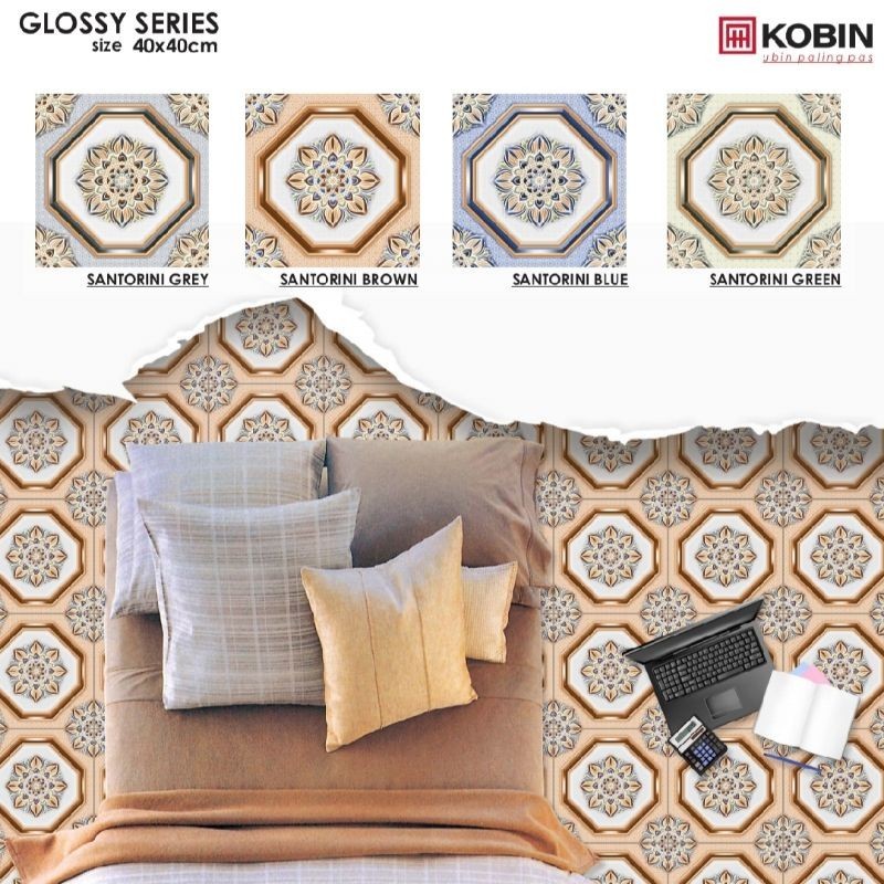 Jual KERAMIK GLOSSY MOTIF SANTORINI SERIES UKURAN 40X40 BY KOBIN ...