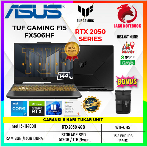 Jual Asus TUF F15 FX506HF RTX2050 i5-11400H 16GB 512GB FHD IPS 144Hz W11+OHS | Shopee Indonesia